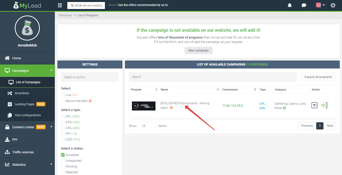 MyLead Settings | BeMob Help Center