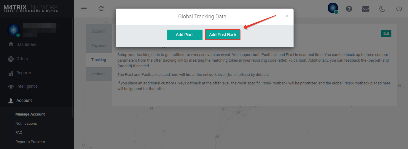 M4TRIX NETWORK Settings | BeMob Help Center