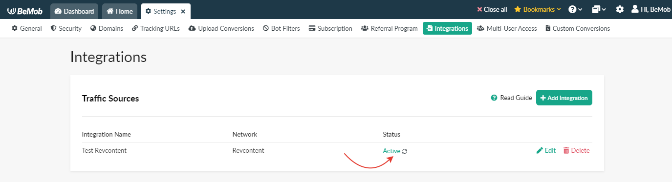 Revcontent Complete Integration | BeMob Help Center