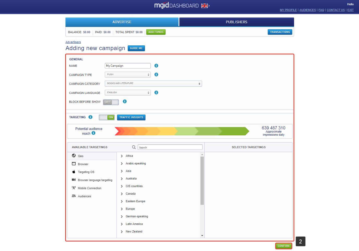 MGID Settings | BeMob Help Center