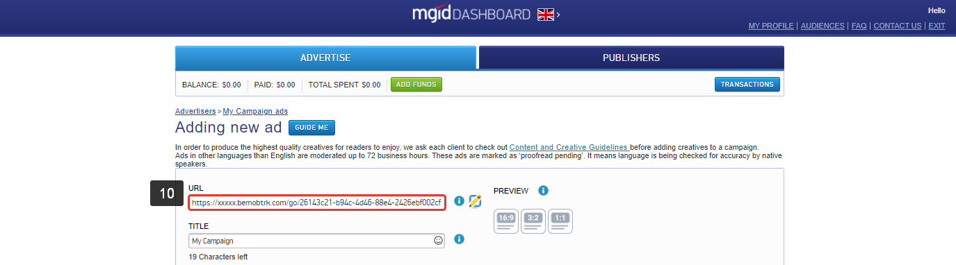 MGID Settings | BeMob Help Center
