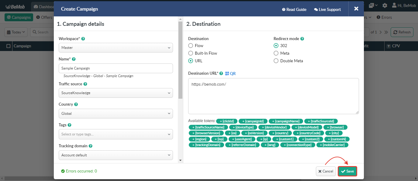 SourceKnowledge Settings | BeMob Help Center