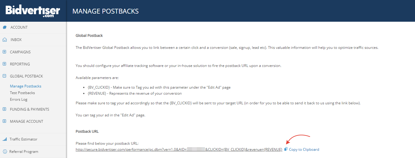 BidVertiser Settings | BeMob Help Center