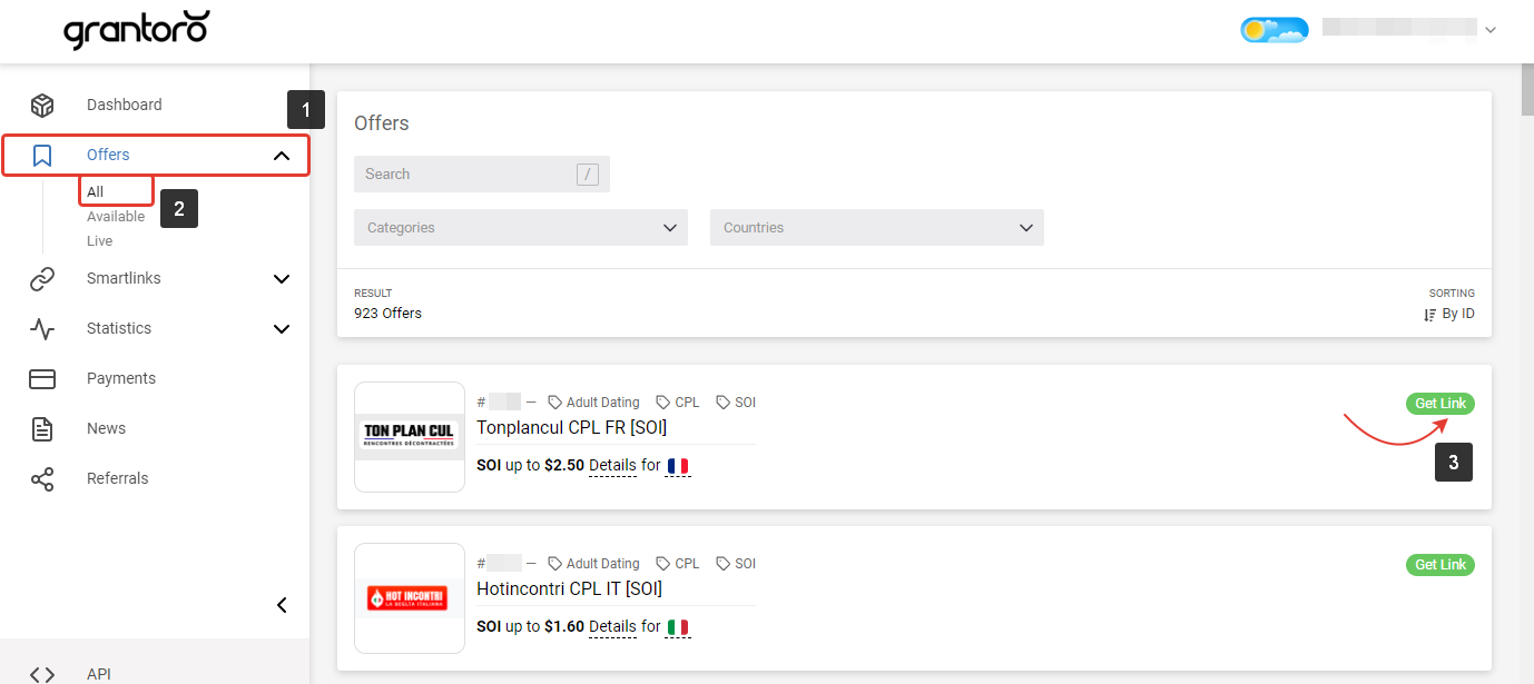 Grantoro Settings | BeMob Help Center