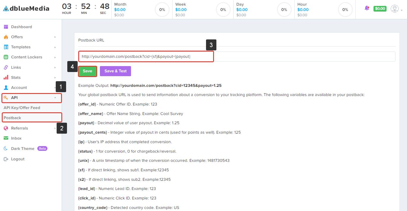 AdBlueMedia Settings | BeMob Help Center