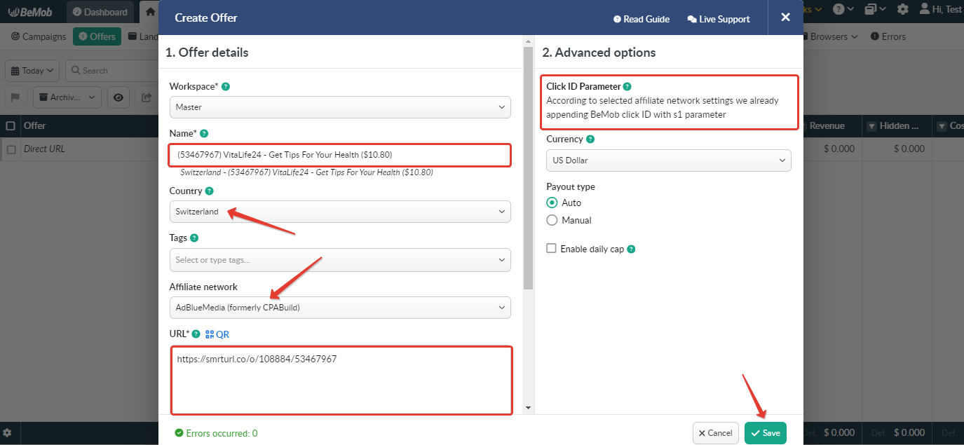 AdBlueMedia Settings | BeMob Help Center