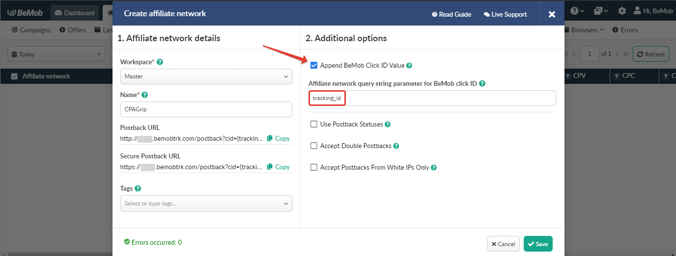 CPAGrip Settings | BeMob Help Center