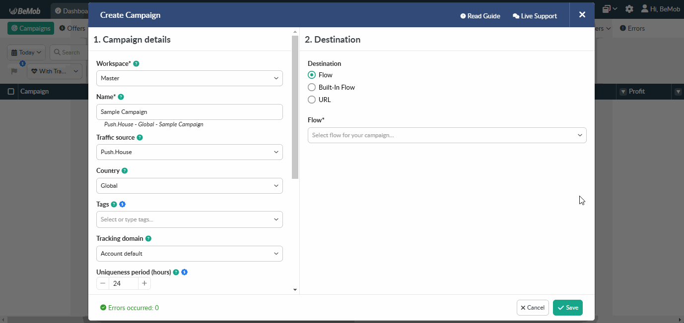 Push.House Settings | BeMob Help Center